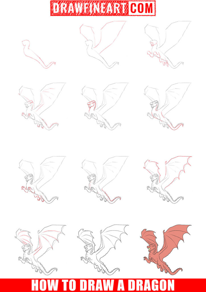 How to Draw a Dragon - Draw Fine Art