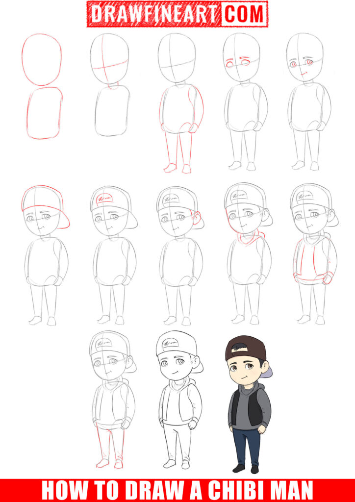 How to Draw a Chibi Man - Draw Fine Art