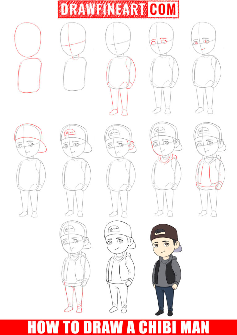 How to Draw a Chibi Man - Draw Fine Art